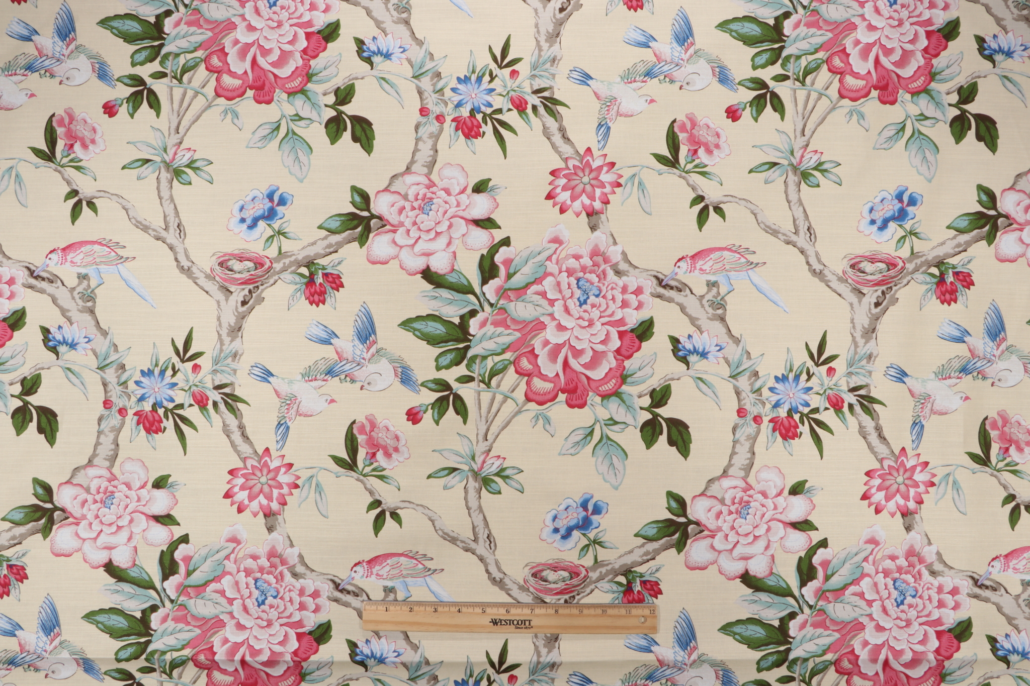 1 Yards Waverly Mudan Printed Cotton Drapery Fabric in Lemon