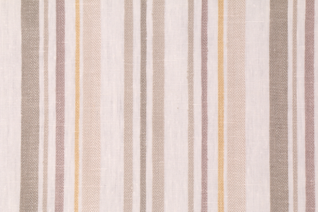 Filbert in Seashell Woven Textured Linen Stripe Drapery Fabric by Bravo