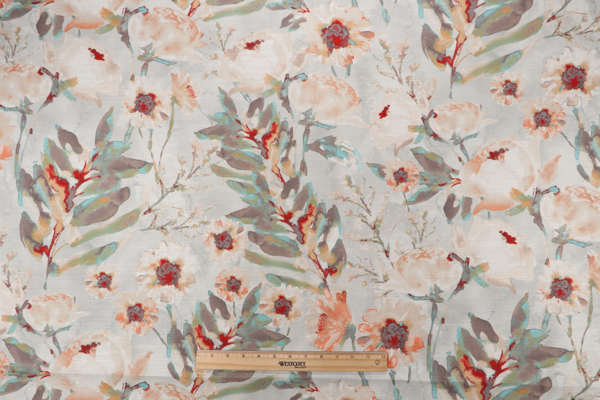 Kelly Ripa Home Flower Mania Printed Cotton Drapery Fabric in Shell