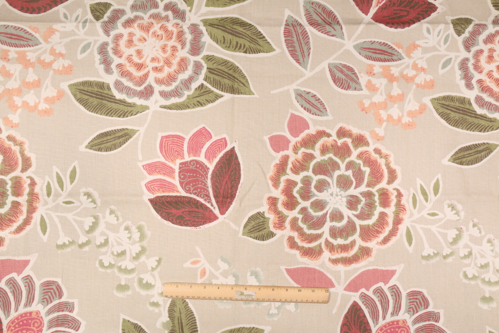 1.5 Yards Designer Sulu Printed Linen Drapery Fabric