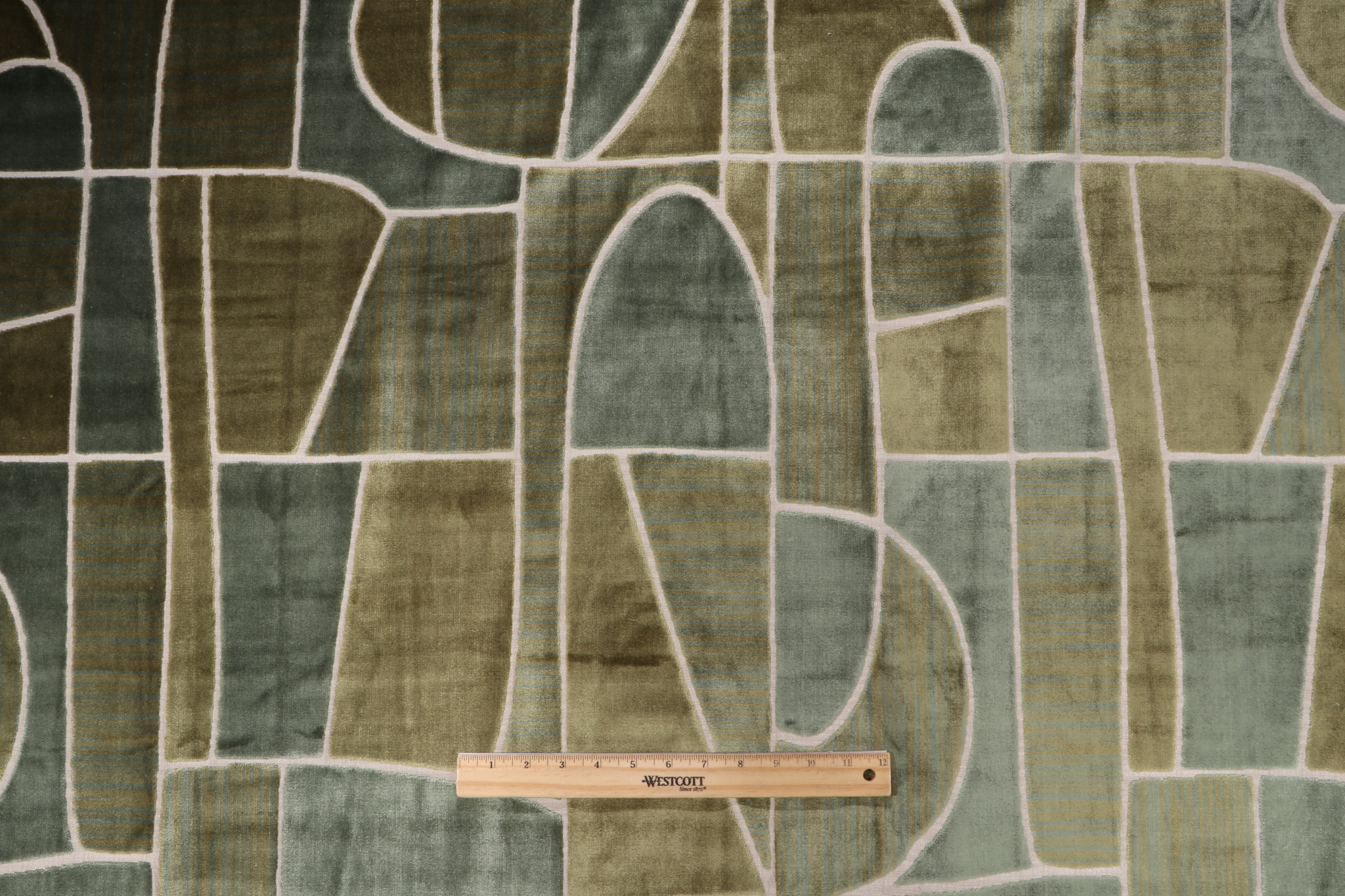 1 Yards P Kaufman Linescape Velvet Upholstery Fabric in Juniper