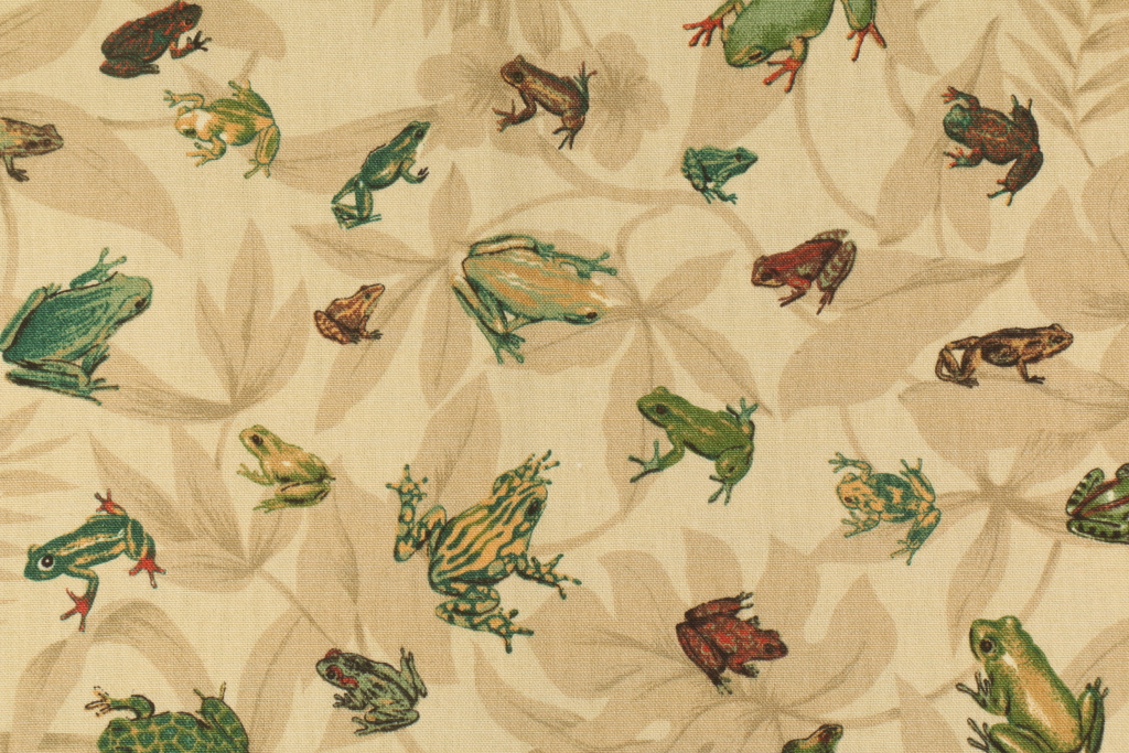 1.5 Yard Waverly Ribbit Printed Cotton Drapery Fabric in Jungle Green