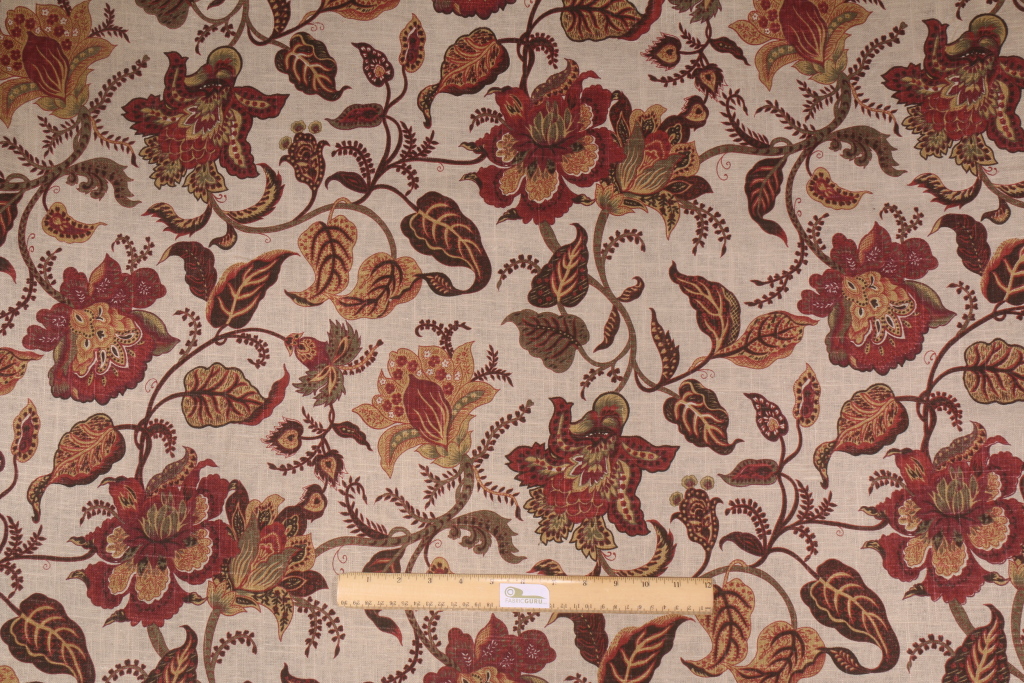 Golding Chantel Printed Linen & Cotton Drapery Fabric in Sienna