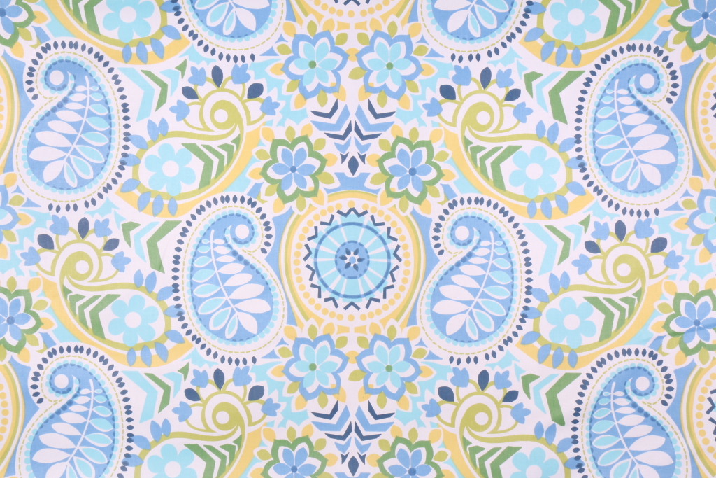 Waverly Paisley Prism Printed Cotton Drapery Fabric in Bluebell