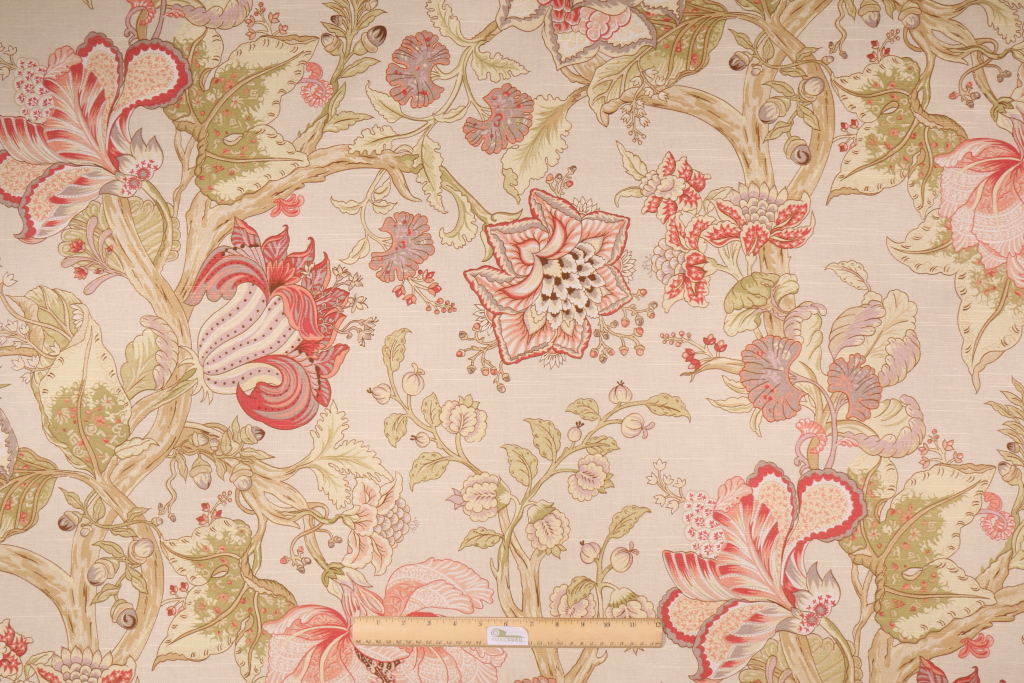 Braemore Alhambra Printed Cotton Drapery Fabric in Petal