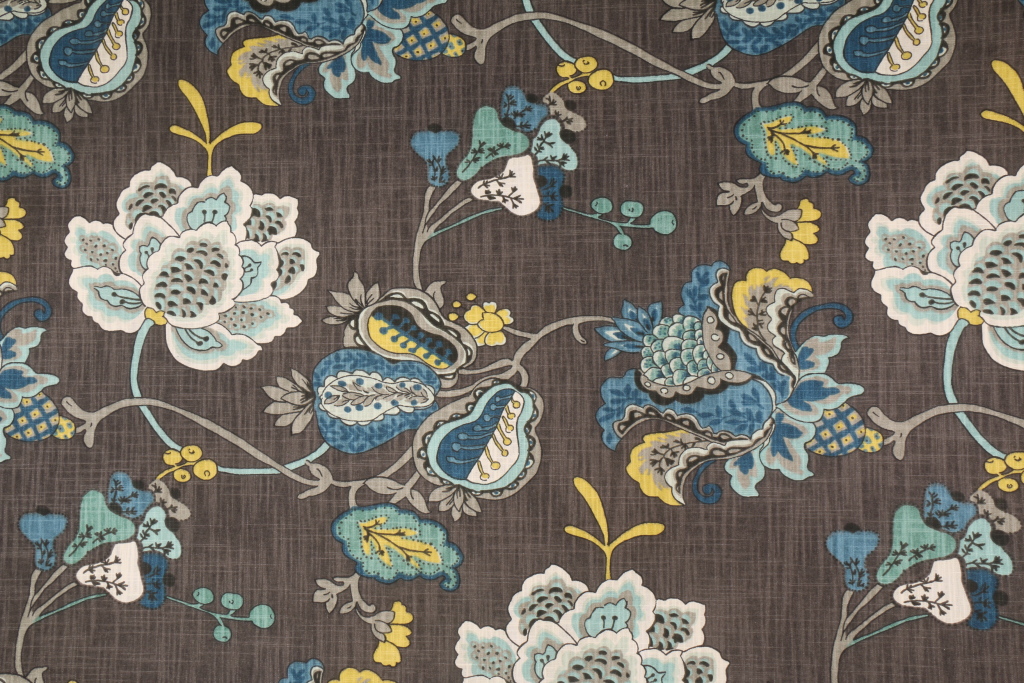 9.2 Yards Richloom Leopold Printed Cotton Drapery Fabric in Aquamarine