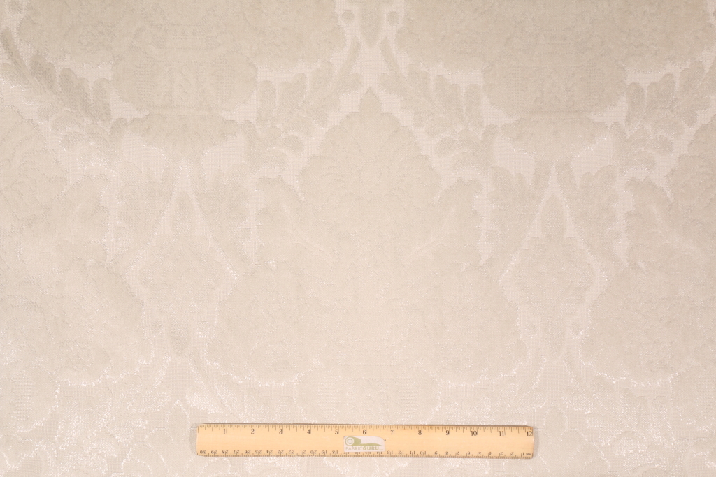 0.5 Yards Enduring Patterned Velvet Upholstery Fabric in Ecru