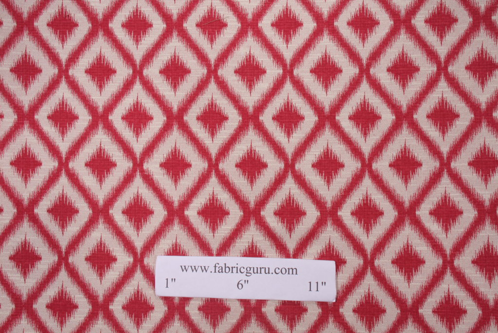 1.75 Yards Robert Allen Ikat Fret Woven Decorator Fabric in Raspberry