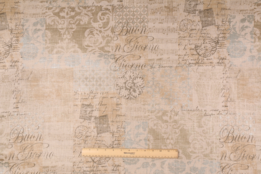 Waverly Toile Printed Linen Drapery Fabric in Natural