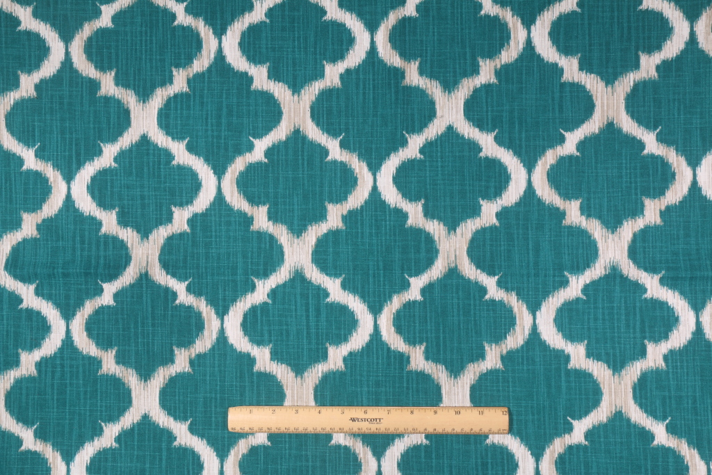 1 Yard Richloom Kobe Printed Cotton Drapery Fabric in Teal