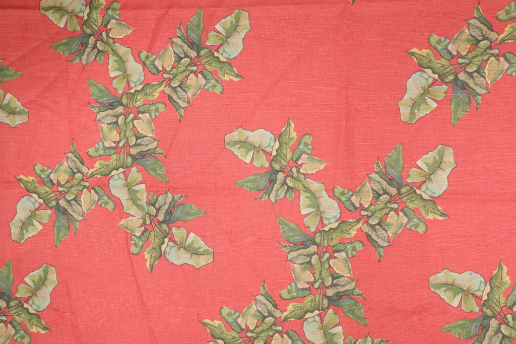 1 Yard Tropical Fabrics & Wallpaper Printed Linen Blend Drapery Fabric