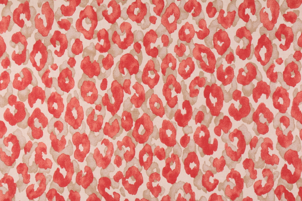 Kaufmann Snow Leopard Printed Cotton Drapery Fabric in Blaze