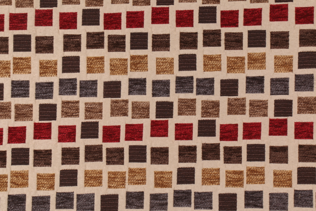 3.2 Yards TFA Foursquare BK Chenille Upholstery Fabric in Cranberry