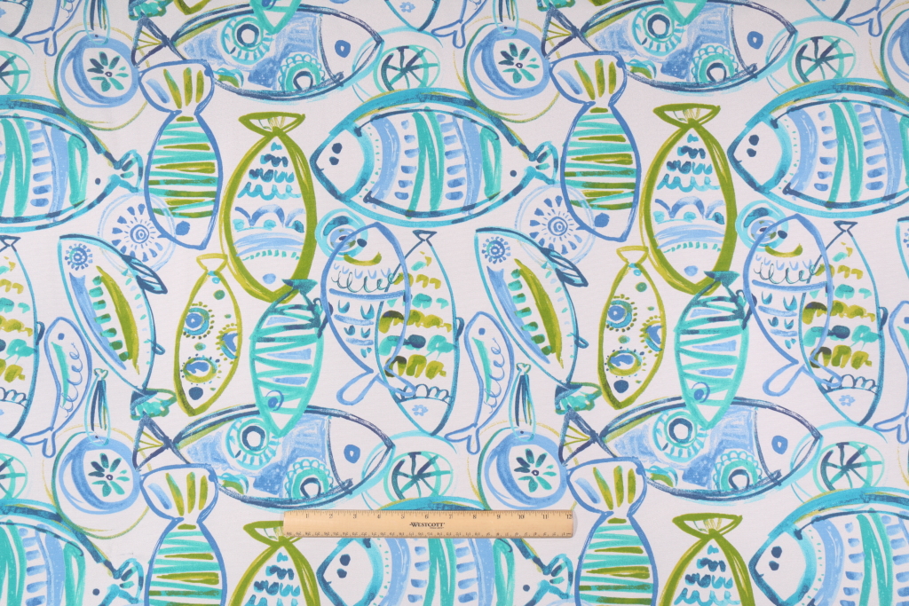 Richloom Cast Solarium Printed Polyester Outdoor Fabric in Ocean