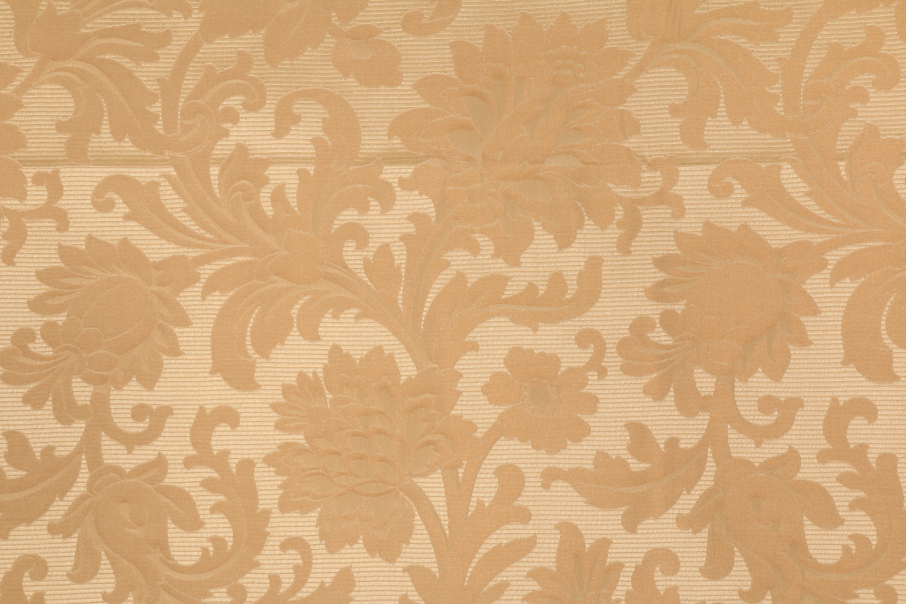 3.7 Yards Fabricut Floral Damask Upholstery Fabric in Gold