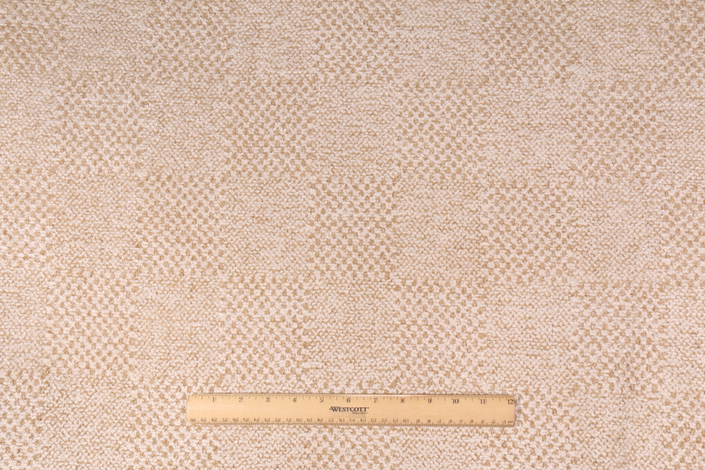 Beacon Hill Checker Block Chenille Upholstery Fabric in Champagne