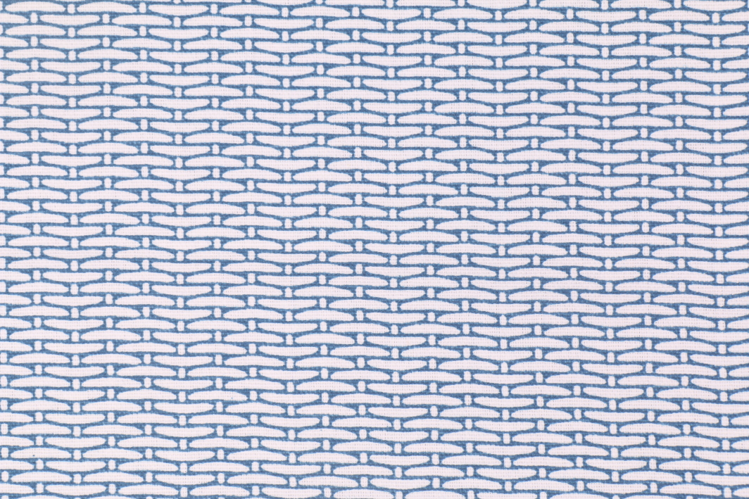 2.1 Yards Wicker Basket Printed Cotton Drapery Fabric in Blueberry