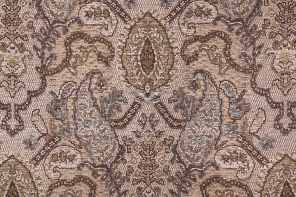 4 Yards Chenille Tapestry Upholstery Fabric in Blue/Tan