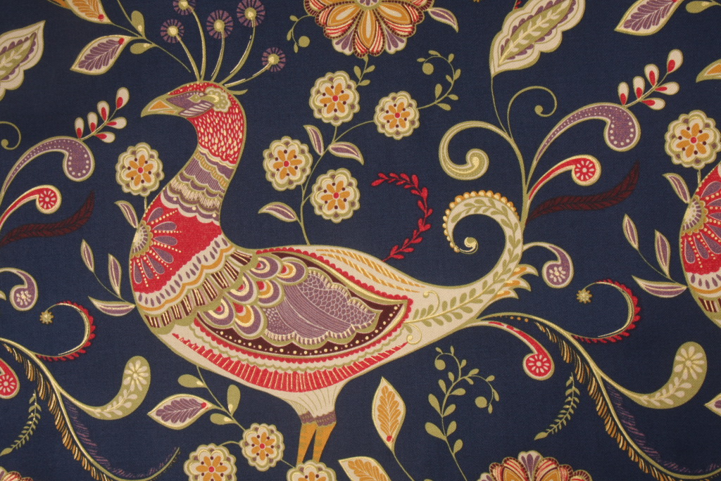 Richloom Fantasy Printed Cotton Drapery Fabric in Navy