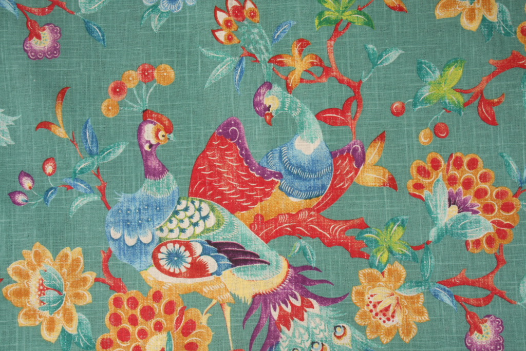 Richloom Preen Printed Linen Drapery Fabric in Peacock $5.95 per yard