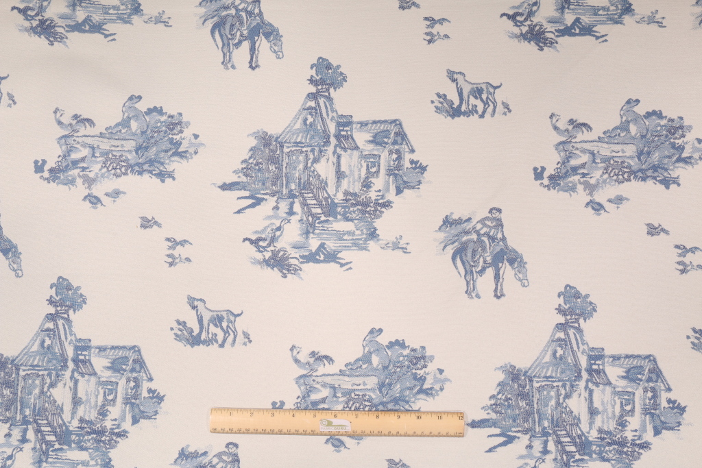 Altizer Estancia in French Blue Toile Tapestry Upholstery Fabric