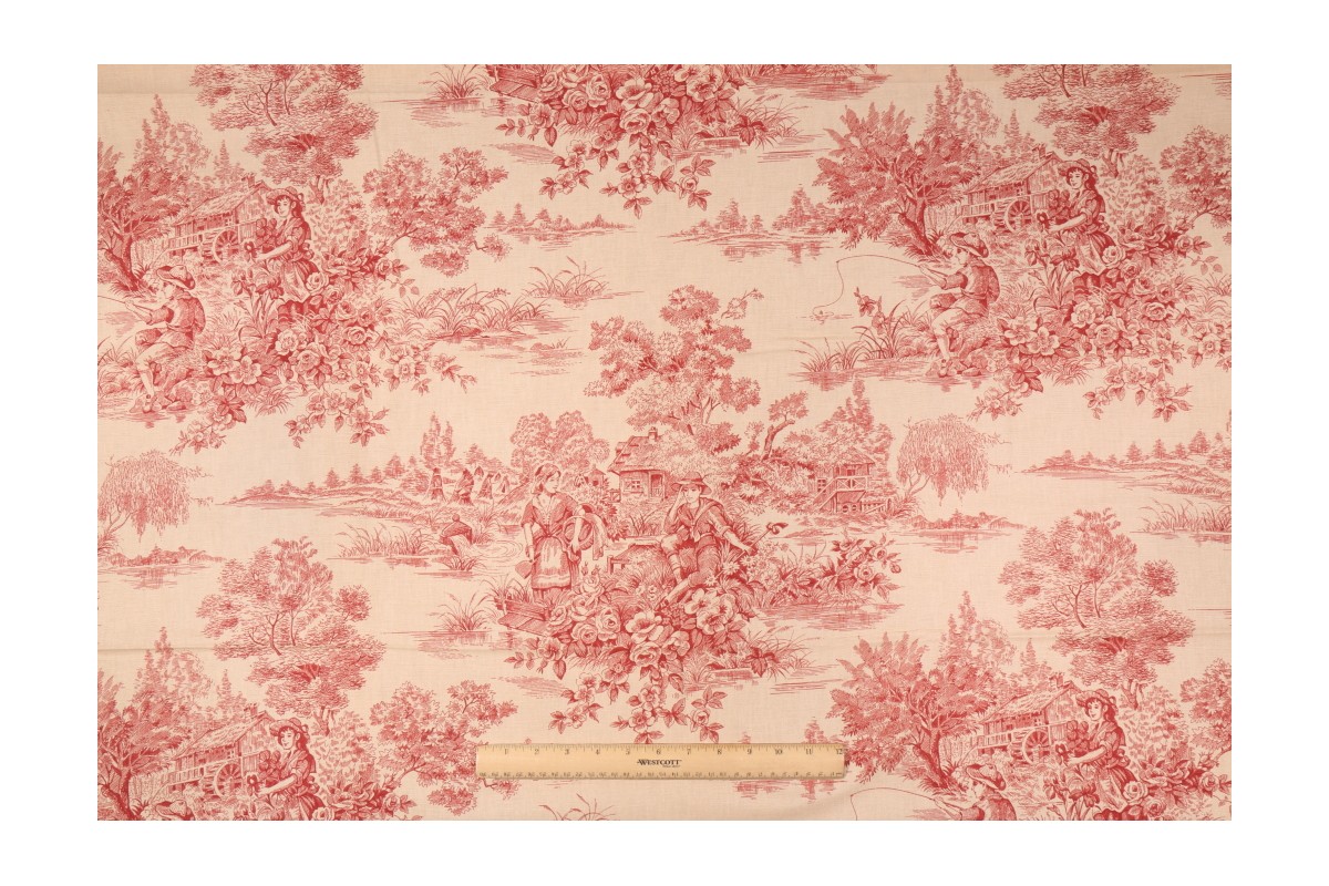 4.8 Yards Waverly LH Woodland Toile Printed Cotton Drapery Fabric