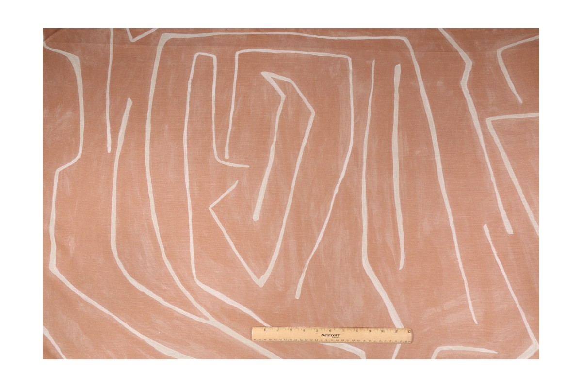 Kelly Wearstler Graffito Printed Cotton Linen Drapery Fabric in Salmon ...