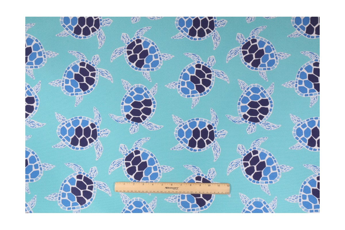 Terrasol - Tortoise Printed Polyester Outdoor Fabric in Turquoise