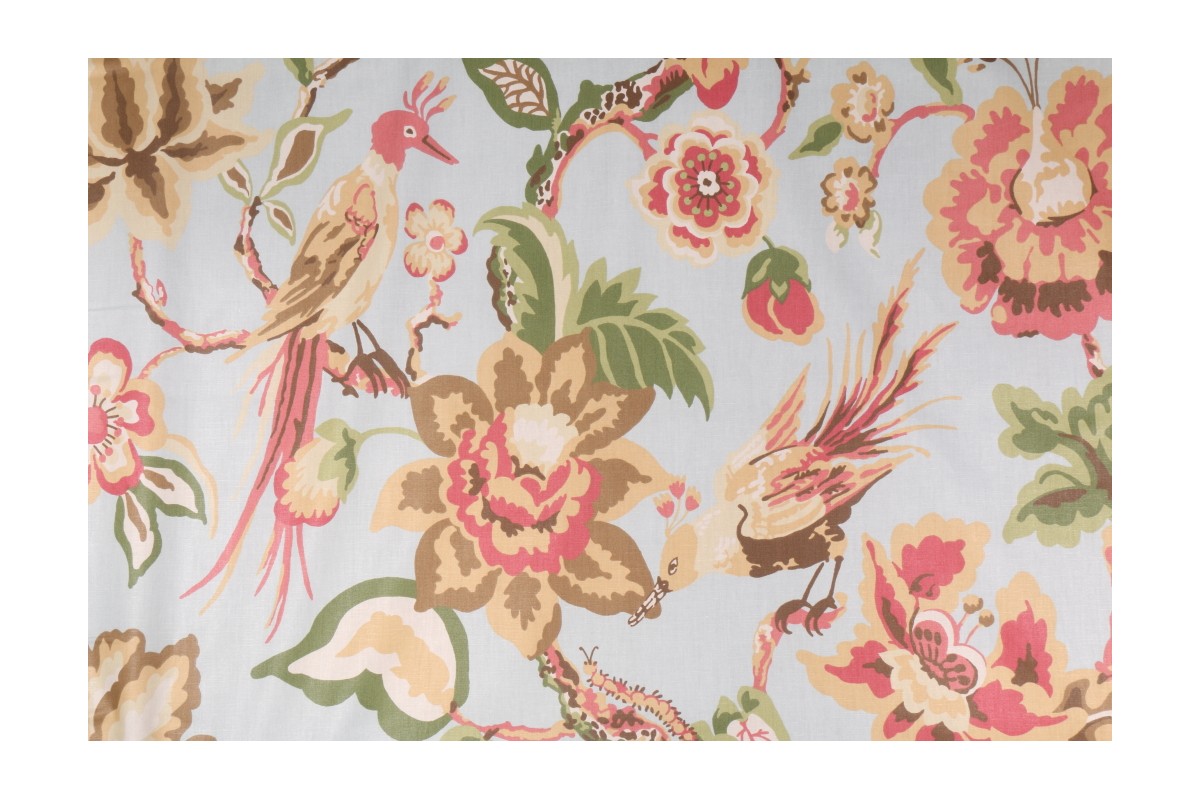 6 Yards 21055 Printed Cotton Drapery Fabric in Light Blue