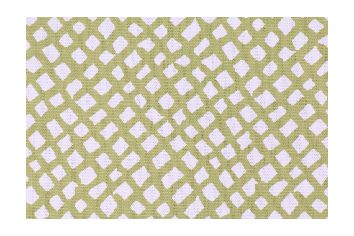 4.6 yards Golding Sea Grid Printed Cotton Drapery Fabric in Lime