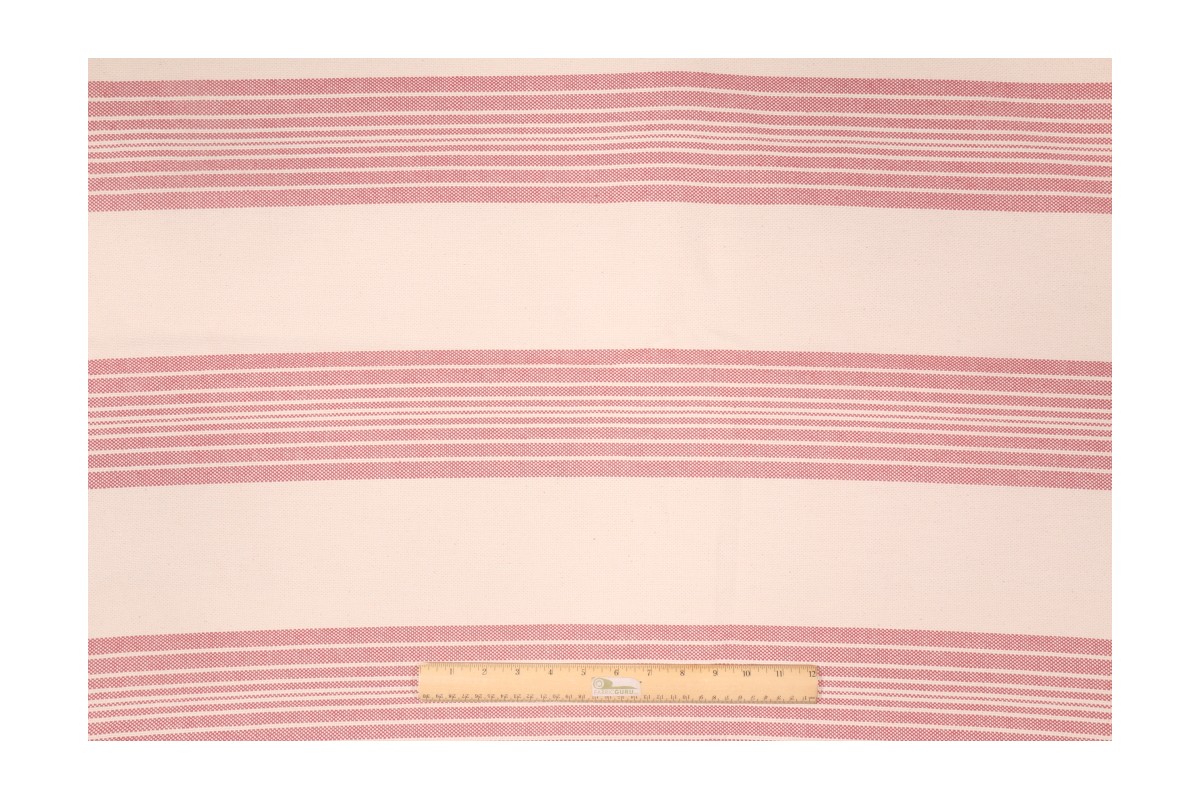 5.1 Yards Woven Stripe Upholstery Fabric in Raspberry