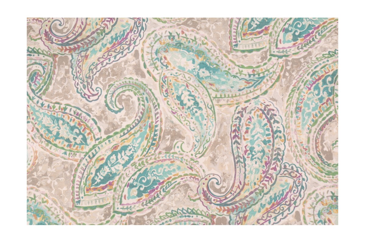 Kelly Ripa Bright & Lively Printed Cotton Drapery Fabric in Seaglass