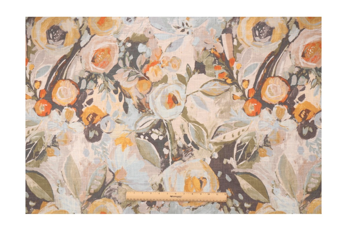 Hamilton Covent Garden Printed Linen Blend Drapery Fabric in Natural