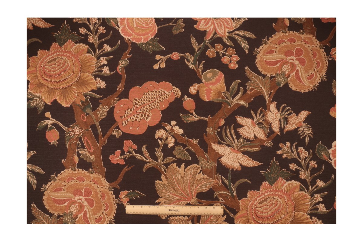 Thibaut Nicobar F97128 Printed Linen Blend Drapery Fabric in Black