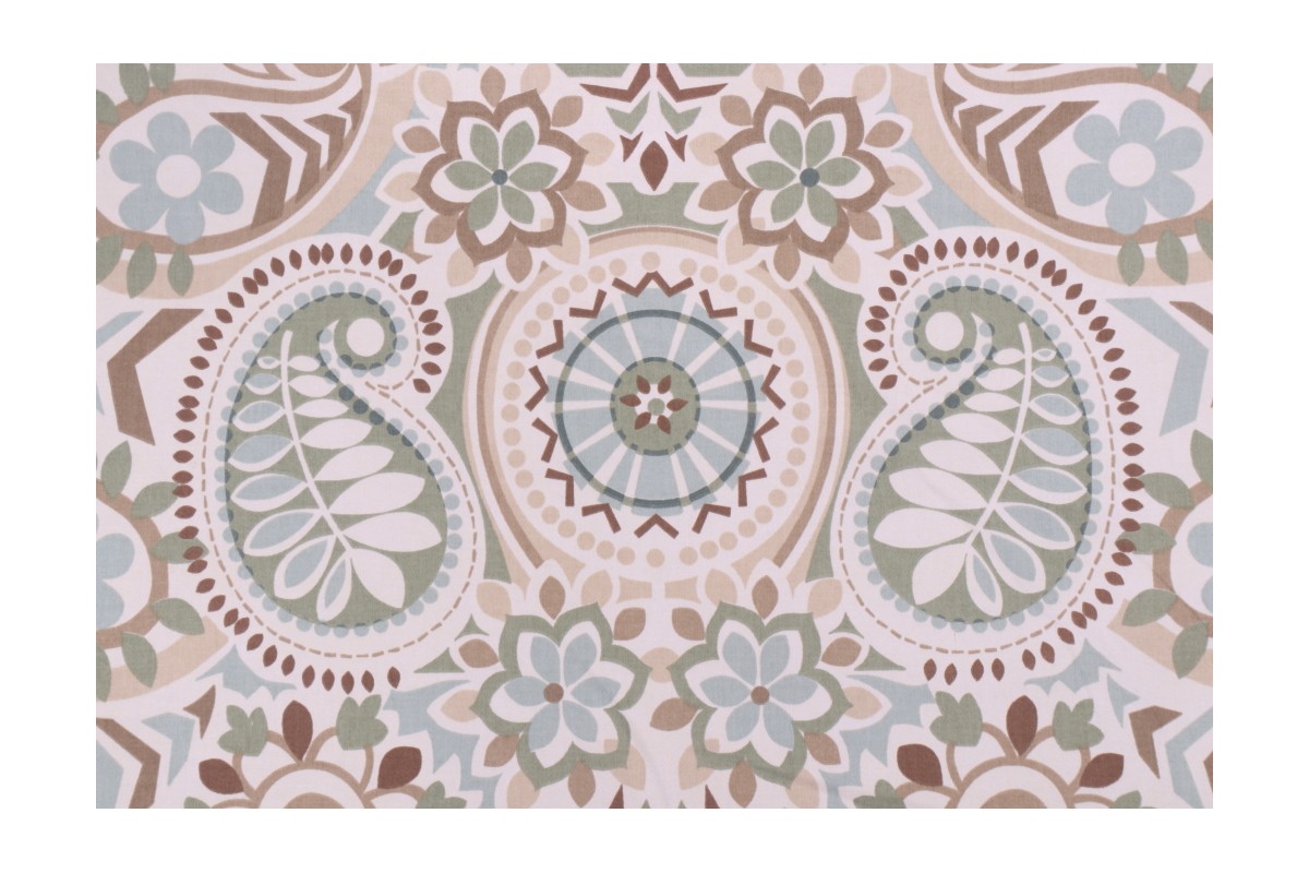 Waverly Paisley Prism Printed Cotton Twill Drapery Fabric in Latte