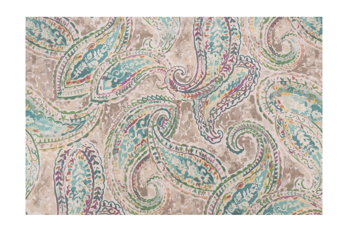 Kelly Ripa Home Bright & Lively Printed Cotton Drapery Fabric in Seaglass