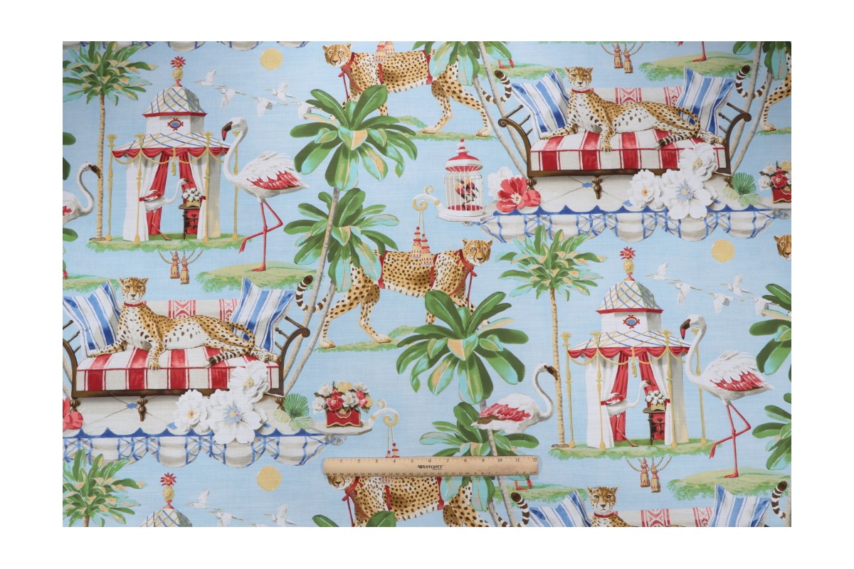 Harrison Howard Night In India Printed Cotton Drapery Fabric in Dawn