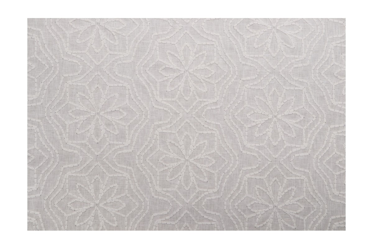 Valiant Fabrics Alpine Embroidered Drapery Fabric in Linen