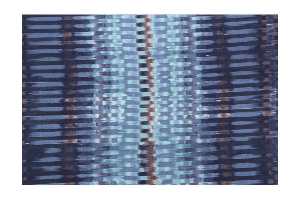Ikat Stripe Printed Drapery Fabric in Indigo