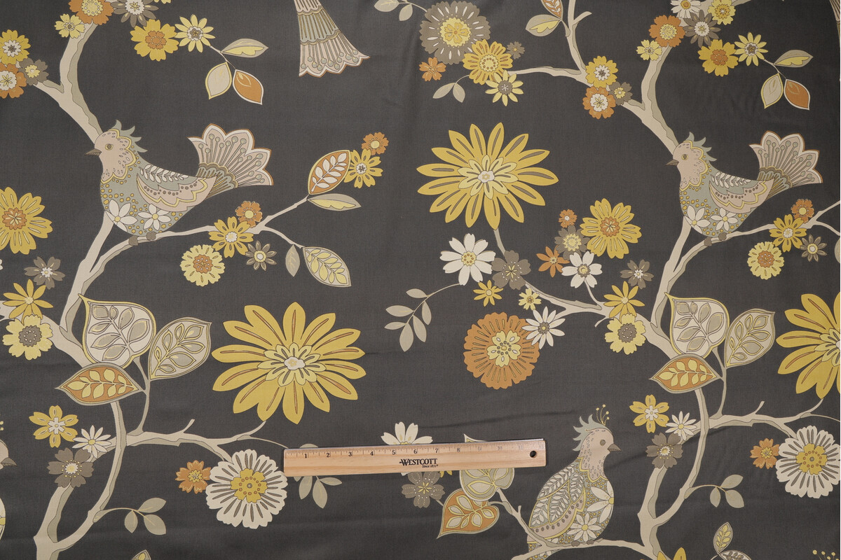 1.63 Yards Richloom Soprano Printed Cotton Twill Drapery Fabric in Graphite