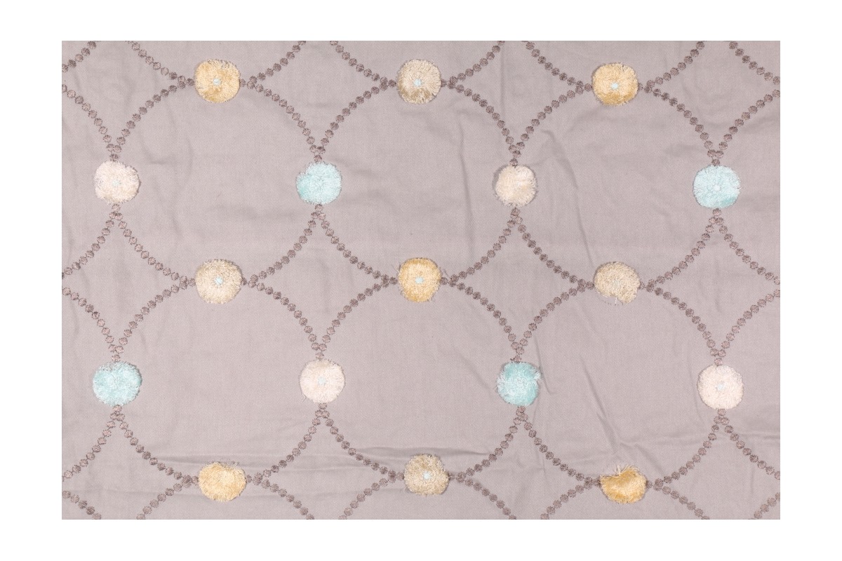 2.6 Yards Kaufmann Puff Embellished Embroidered Cotton Decorator Fabric ...