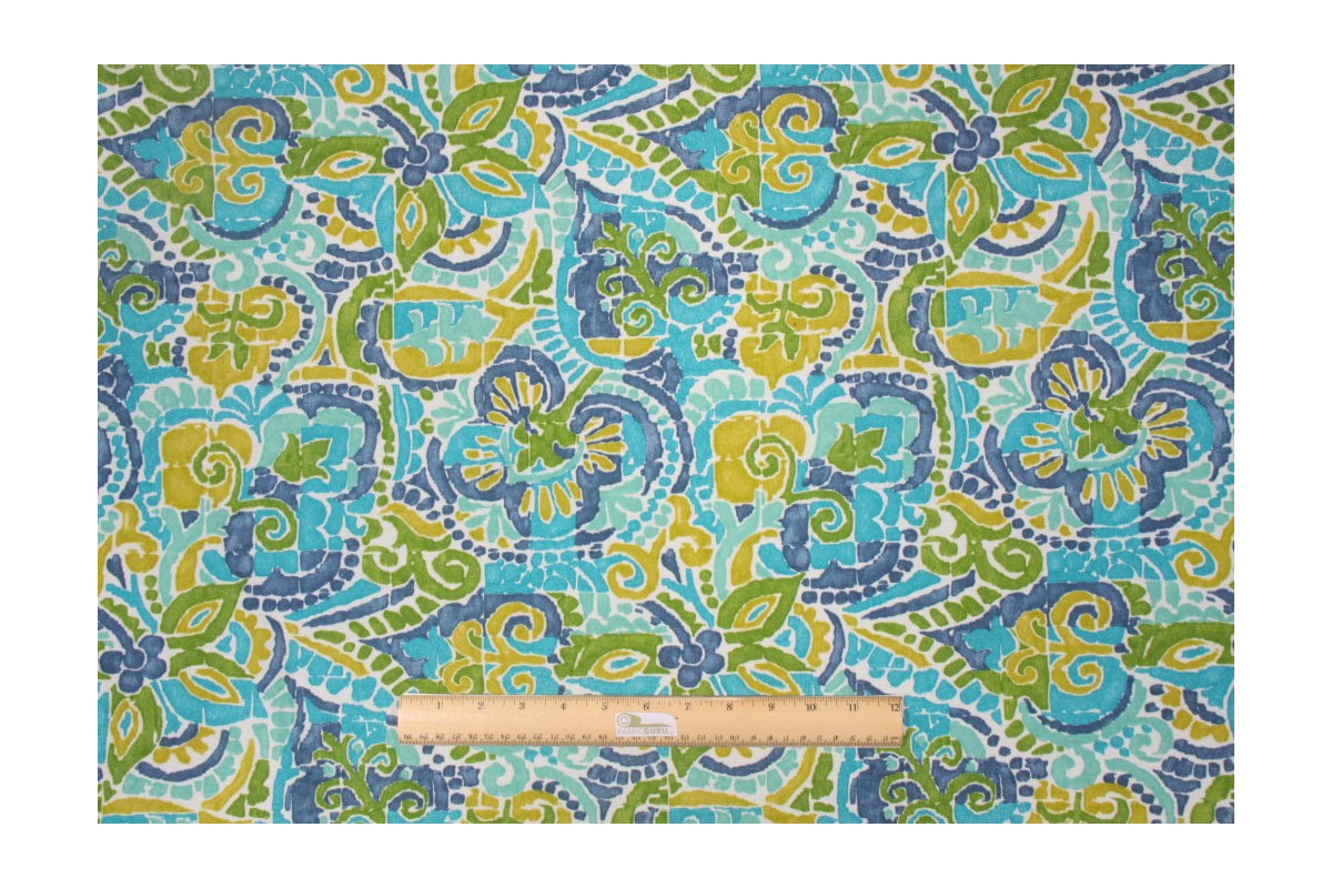 Richloom Solarium Destiny Printed Poly Outdoor Fabric in Caribbean