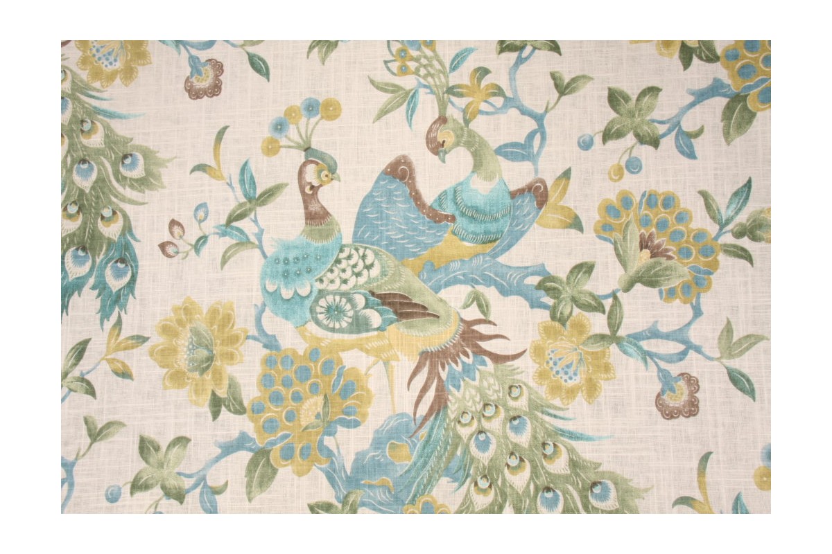 Richloom Preen Printed Linen Blend Drapery Fabric in Aquamarine