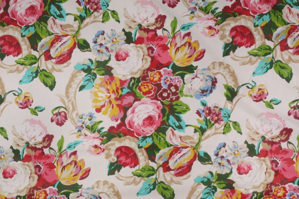 11.63 Yards Waverly Spring Bling Printed Cotton Drapery Fabric in Spring
