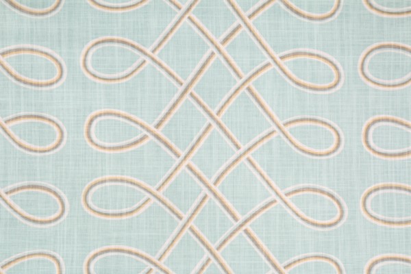 9.8 Yards Robert Allen Multi Loop Printed Cotton Drapery Fabric in Pool