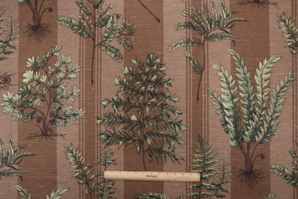 Thibaut Sylvan F99021 Printed Cotton Drapery Fabric in Green and Brown